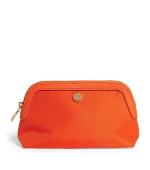 Harrods Harrods Small Nylon Wash Bag With Leather Trims Orange