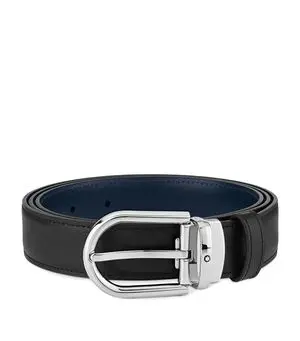 Montblanc Leather Reversible Horseshoe Belt - Black