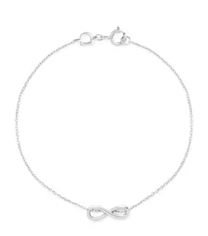 ASTRID & MIYU White Gold Infinite Pendant Chain Bracelet - Silver