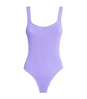 Hunza G Original Crinkle Square-Neck One-Piece Swimsuit Purple