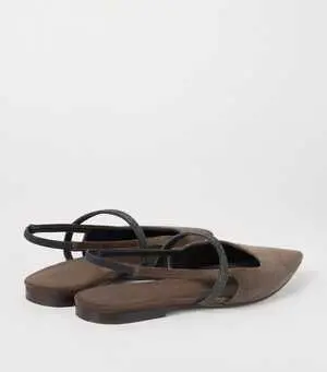 Brunello Cucinelli Suede Slingback Flats