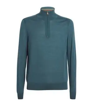 Paul Smith Merino Wool Quarter-zip Sweater - Green