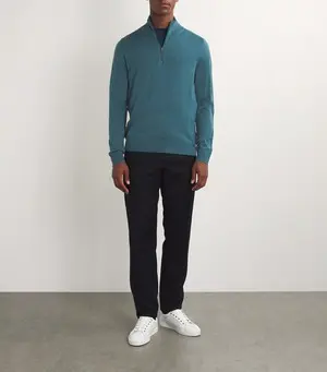Paul Smith Merino Wool Quarter-zip Sweater - Green