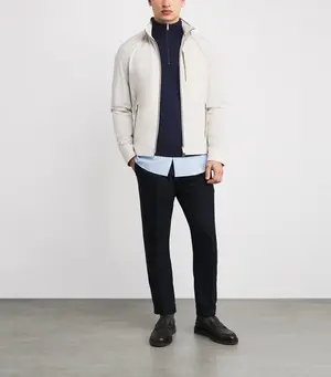 Paul Smith Merino Wool Quarter-zip Sweater - Navy