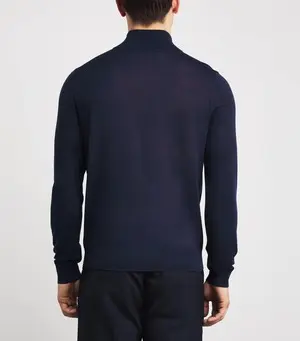 Paul Smith Merino Wool Quarter-zip Sweater - Navy