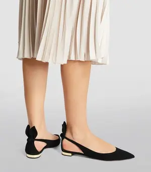 AQUAZZURA Bow Tie Suede Ballet Flats
