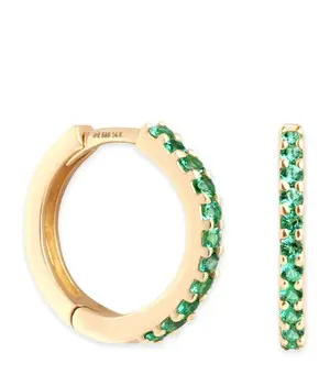 ASTRID & MIYU Yellow And Emerald Hoop Earring - Gold