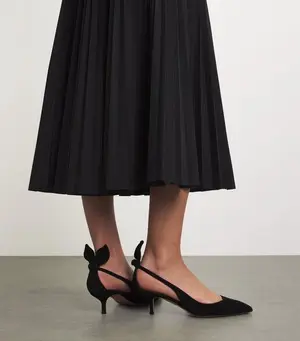 AQUAZZURA Suede Bow Tie Pumps - Black
