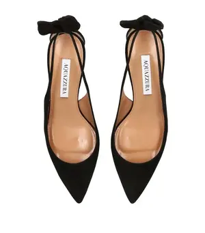 AQUAZZURA Suede Bow Tie Pumps - Black