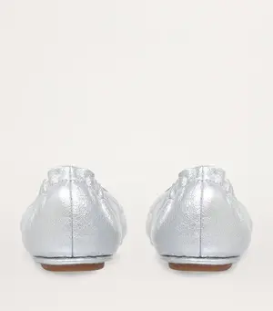 Tory Burch Metallic Leather Minnie Travel Ballet Flats