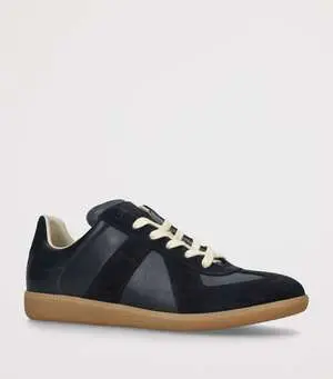 MAISON MARGIELA Replica Leather And Suede Sneakers - Navy