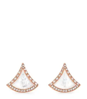 BVLGARI Diamond And Mother-of-pearl Divas' Dream Stud Earrings - Rose Gold