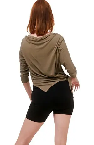 REBODY Side Tie 3/4 Sleeve Top - Army Sage
