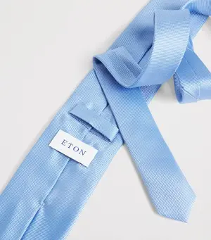 Eton Silk Textured Neck Tie - Blue
