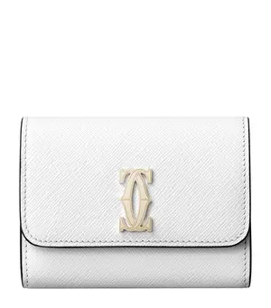 Cartier Mini Leather C De Wallet White
