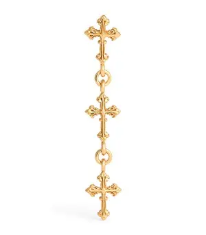 Emanuele Bicocchi Gold-plated Cross Drop Earring - Silver