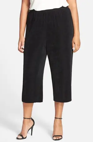 Vikki Vi High Rise Stretch Knit Cropped Pants - Black