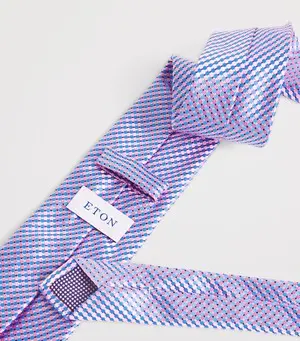 Eton Geometric Pattern Neck Tie - Pink