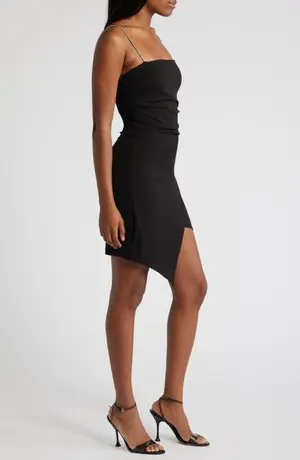 EMERALD SUNDAE Rhinestone Strap Asymmetric Cocktail Dress