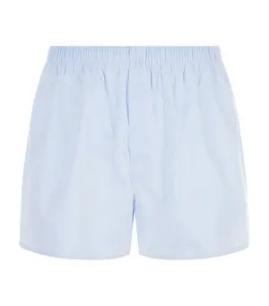 Sunspel Mini Check Boxers - Blue