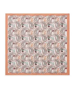 Eton Silk Paisley Pocket Square Orange