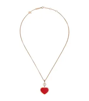 Chopard Happy Hearts Carnelian And Diamond Pendant - Rose Gold