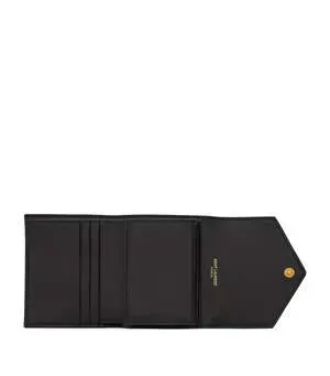 Saint Laurent Leather Quilted Trifold Wallet - Black
