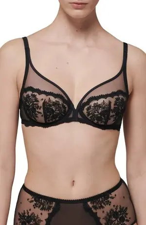 Simone Perele Intrigue Sheer Full Coverage Underwire Plunge Bra - Black