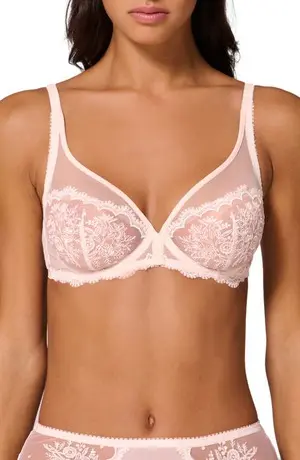 Simone Perele Intrigue Sheer Full Coverage Underwire Plunge Bra - Sakura Pink