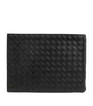 Bottega Veneta Leather Intrecciato Half-zip Pouch