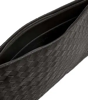 Bottega Veneta Leather Intrecciato Half-zip Pouch