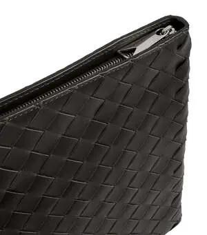Bottega Veneta Leather Intrecciato Half-zip Pouch
