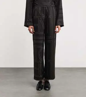 TOTEME Silk Monogram Trousers - Black