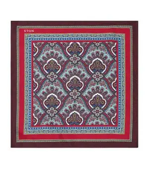 Eton Silk Paisley Pocket Square Multi