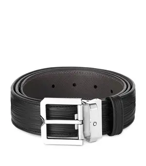 Montblanc Calfskin Textured Belt - Black