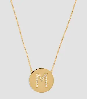 JENNIFER MEYER Yellow And Diamond M Initial Necklace