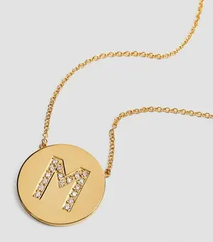 JENNIFER MEYER Yellow And Diamond M Initial Necklace