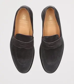 Brunello Cucinelli Suede Penny Loafers