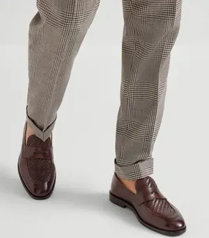Brunello Cucinelli Leather Woven Loafers