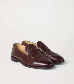 Brunello Cucinelli Leather Woven Loafers