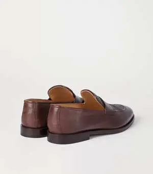 Brunello Cucinelli Leather Woven Loafers