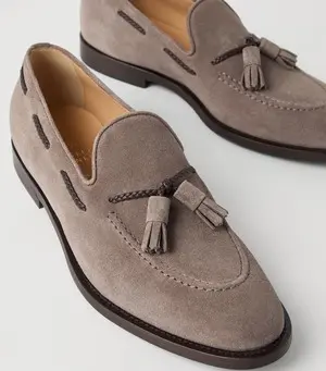 Brunello Cucinelli Suede Tassel Loafers - Brown