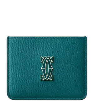 Cartier Leather C De Card Holder Blue