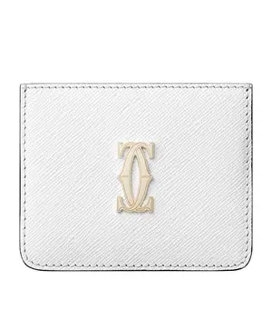 Cartier Leather C De Card Holder White
