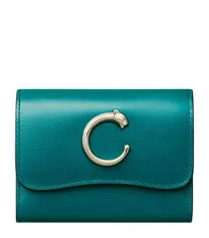 Cartier Mini Leather Panthère De Wallet Blue