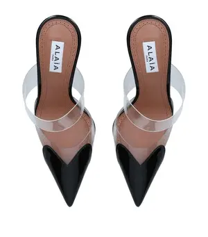 Alaïa Patent Leather Le Coeur Mules - Black