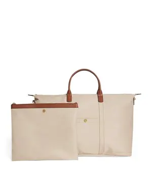 Harrods Nylon Overnight Tote Bag Stone