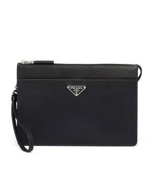 Prada Saffiano Leather Pouch - Black