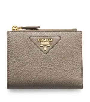 Prada Small Leather Wallet Grey