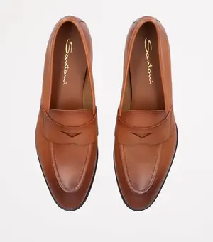 Santoni Leather Loafers - Beige